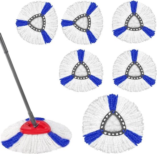 Reservemop 6 stuks 2-in-1 dweilmop vervanging - EasyWring Spin Mop ...