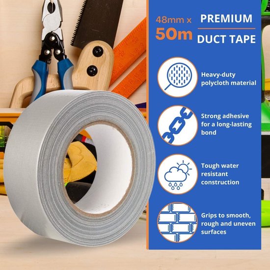 Woven tape silver - 48mm x 50m - durable armor tape - waterproof ...