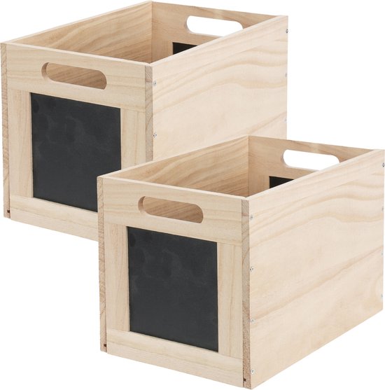 Opbergmand/kist met krijtvlakken - 4x - hout - L30 x B20 x H20 cm ...