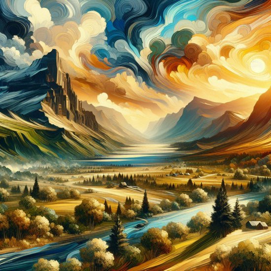 Acryl landschap schilderij | Vibrant Acrylic Masterpiece: Captivating ...
