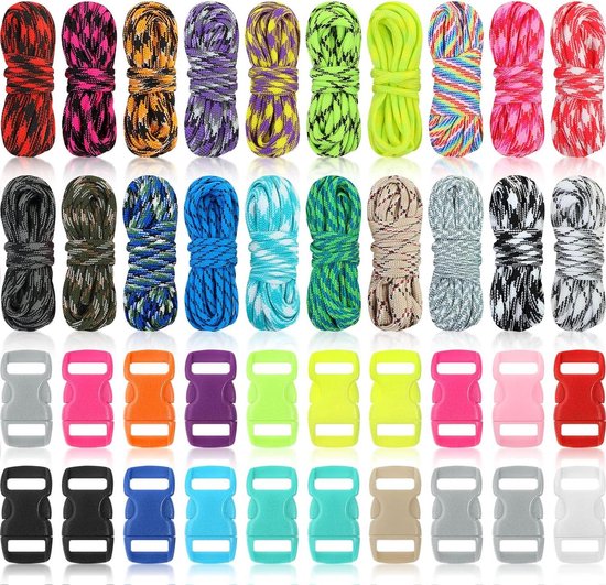 Armband Paracord Kit - 550 Paracord Set met 20 Kleuren Koord en Gespen ...
