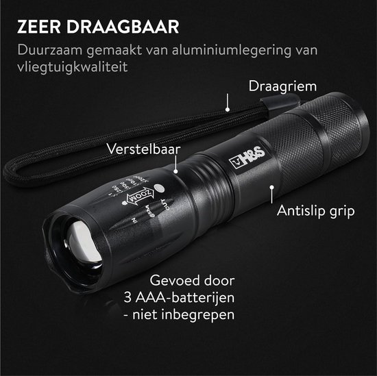 Militaire zaklamp met T6 LED - Waterdichte zaklantaarn op AAA batterijen - 5... | bol