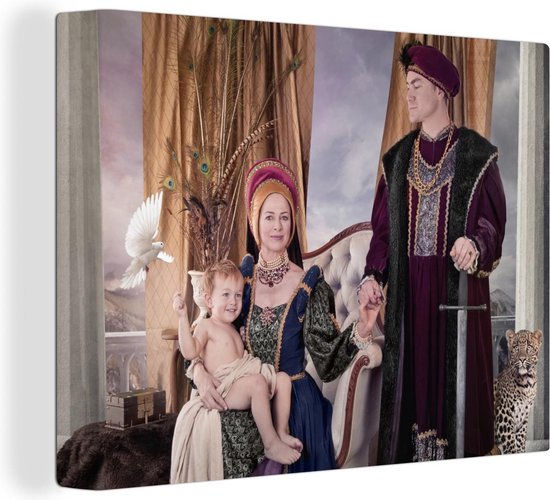 Canvas Schilderij Een typisch gezin uit de middeleeuwen in woonkamer ...