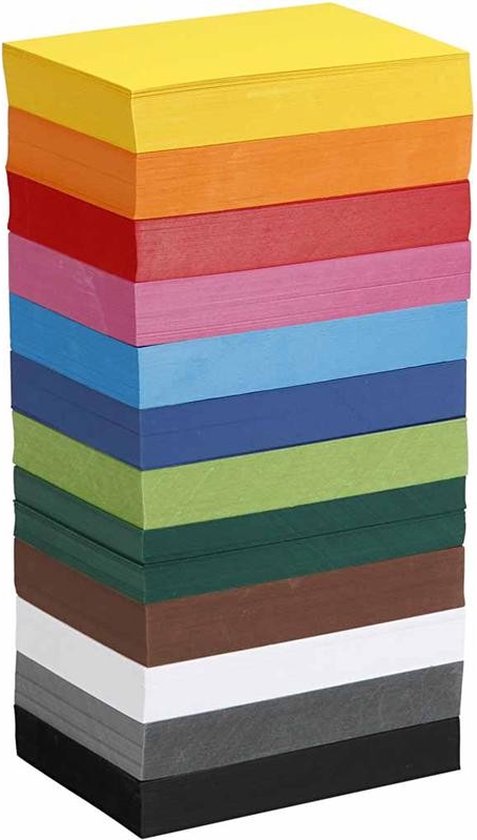 Gekleurd karton, A6, 105x148 mm, 180 gr, diverse kleuren, 12x100 vel/ 1 ...