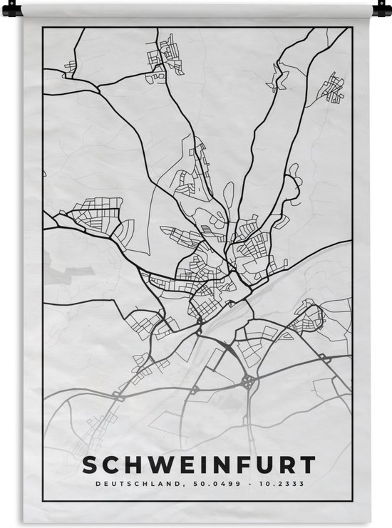 Wandkleed - Wanddoek - Kaart - Schweinfurt - Plattegrond - Stadskaart ...