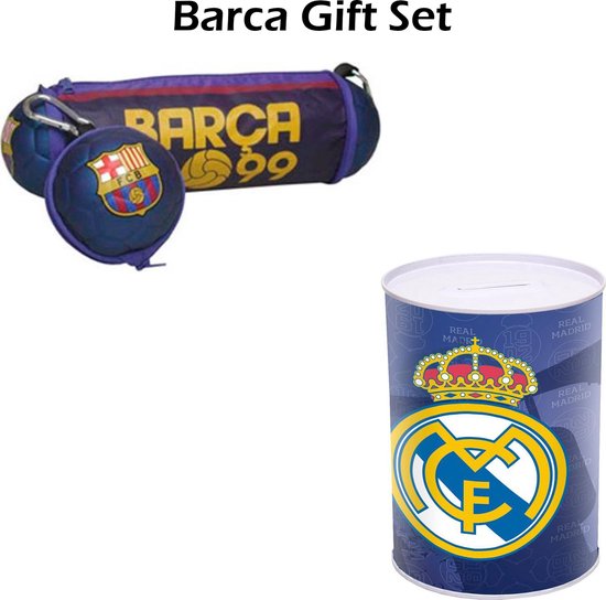 FC Barcelona Gift Set Opvouwbare balpenetui + Spaarpot Barca, Voetbal ...