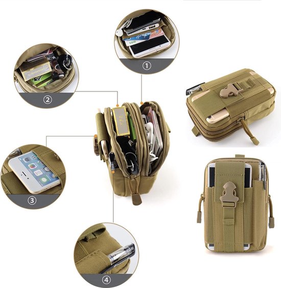 tactisch heuptasje, nylon, militair, compact, Molle EDC tas, gordeltas ...