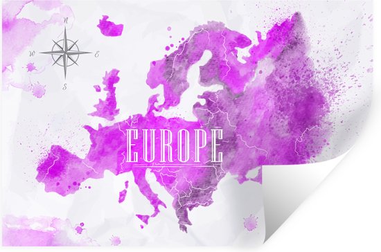 Muurstickers - Sticker Folie - Wereldkaart - Europa - Kleuren - 60x40 ...