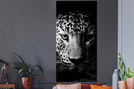 Muurstickers - Sticker Folie - Panter - Wilde dieren - Zwart wit - Dieren - 80x160 cm... | bol