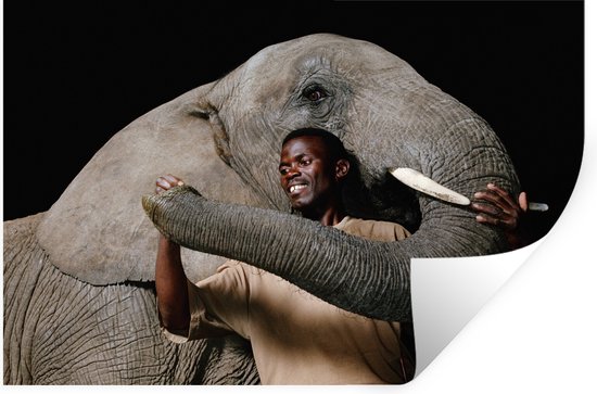 Muurstickers - Sticker Folie - Olifant - Man - Dieren - Zwart - 120x80 ...