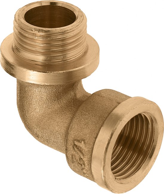 Bonfix messing knie met kraag - 3/8'' binnendraad x buitendraad | bol