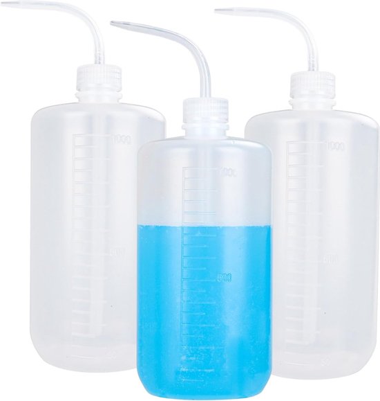 3 x zachte flessen 1000 ml, zachte fles met smalle pipet, plastic ...