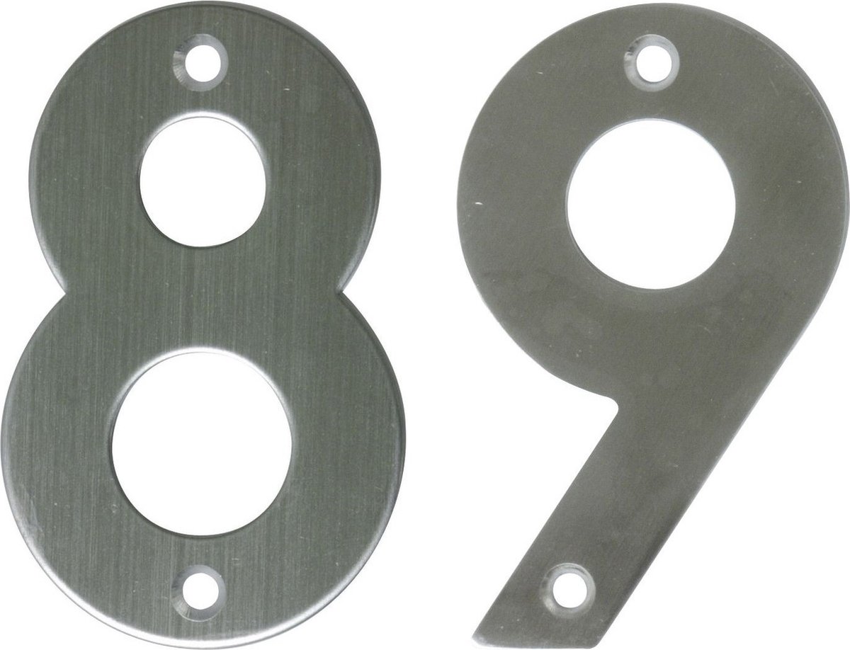 AMIG Huisnummer 89 - massief Inox RVS - 10cm - incl. bijpassende ...