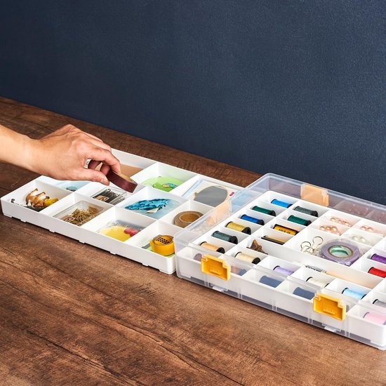 Sorteerbox met 4 etages, opbergdoos met draaggreep, transparante ...