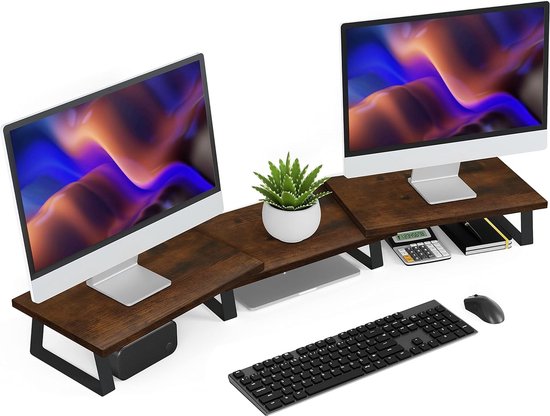 Verstelbare Monitorstandaard voor 2 of 3 Schermen - Desktop Organiser ...