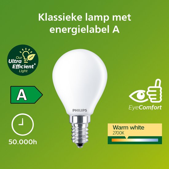Philips Ultra Efficient LED - Kogellamp - Mat - 40W - E14 fitting ...