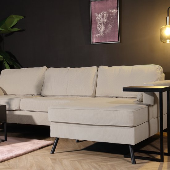 Hoekbank design Lizza 269cm bank beige ribstof loungebank zowel links ...