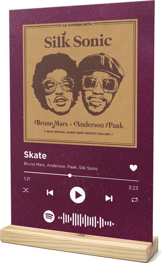 Songr Spotify Muziek Bordje - Skate - Bruno Mars, Anderson .Paak, Silk Sonic - 20x30 -... | bol.com
