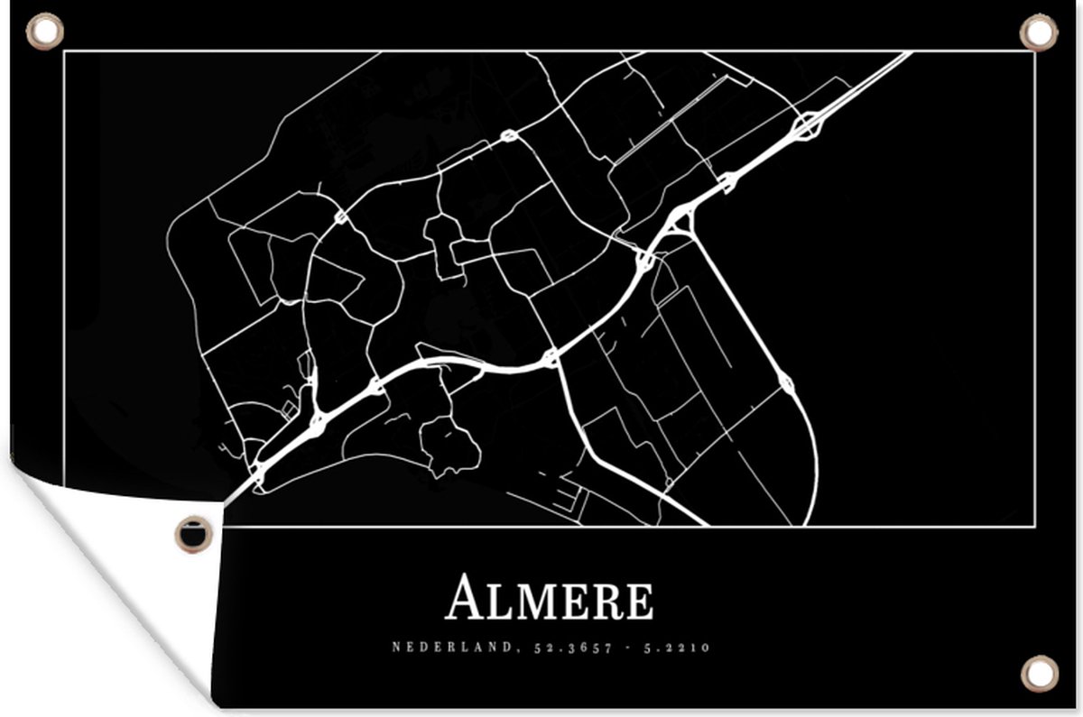 Tuinposters buiten Stadskaart - Almere - Kaart - Plattegrond - 90x60 cm ...