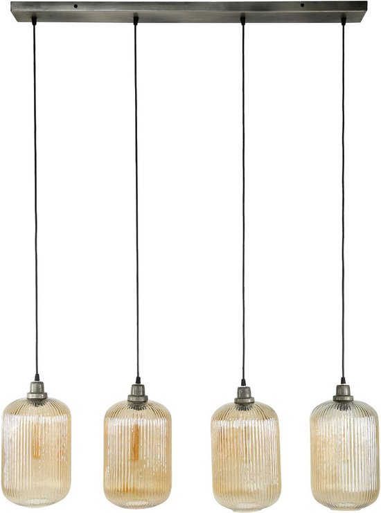 Sabijn hanglamp 4L gestreept amberkleurig | bol