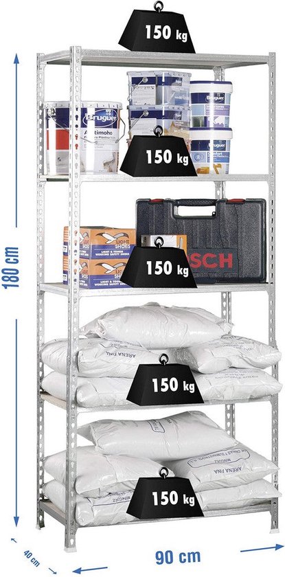 Planken Simon Rack Maderclick 5/400 750 Kg Metaal Hout 5 Planken Spaanderplaat (180 X... | bol