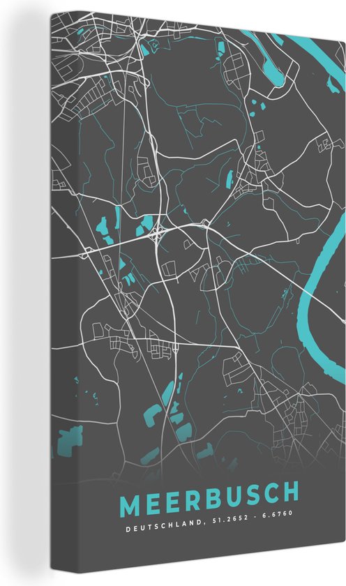 Canvas Schilderij Blauw – Duitsland – Plattegrond – Stadskaart – Kaart ...