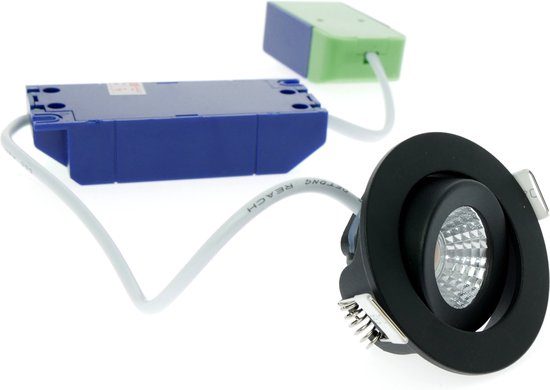 Lichtdesign - inbouwspot zwart - 1 stuk - dim to warm functie met IP54 en kantelbare ring | bol