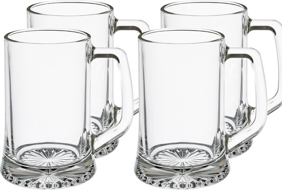 Secret de Gourmet Bierglazen - 20x stuks - bierpullen met handvat - 320 ml - 12 cm | bol