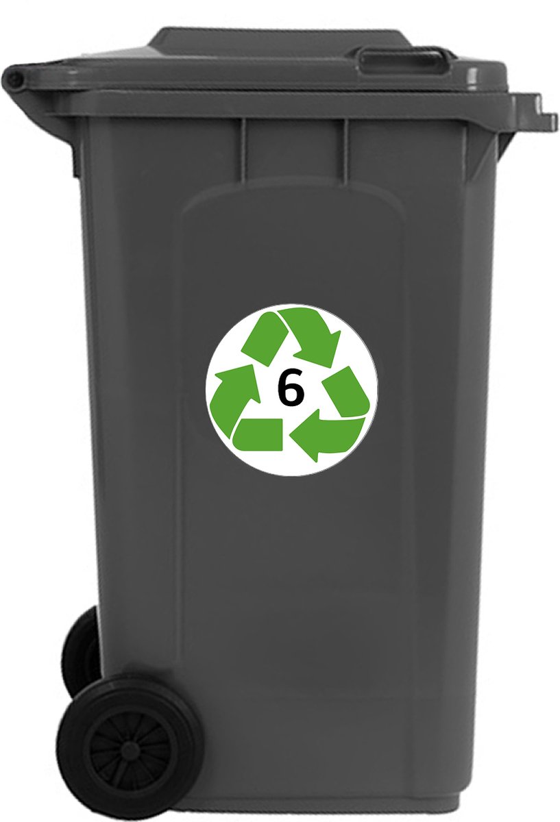 Containerstickers Huisnummer "143" - 25x25cm - Witte Cirkel met Groen ...