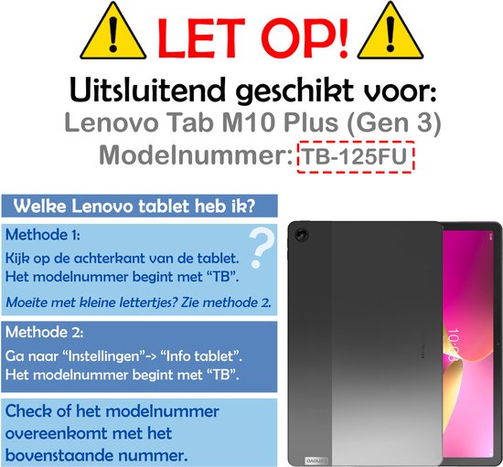 Hoes Geschikt voor Lenovo Tab M10 Plus 3rd Gen Hoes Keyboard Cover ...