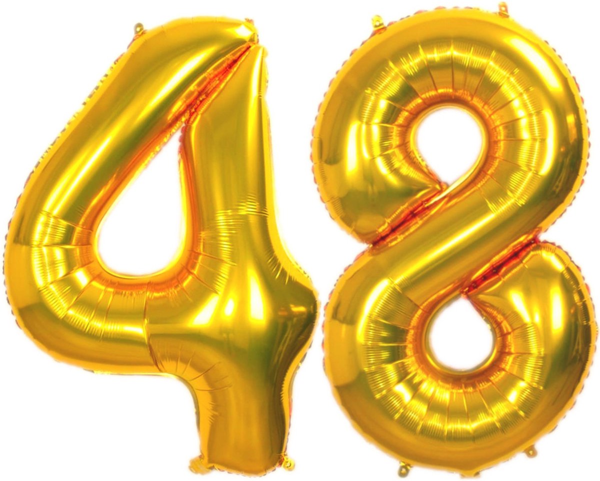 Folie Ballon Cijfer 48 Jaar Goud Verjaardag Versiering Helium Cijfer ...