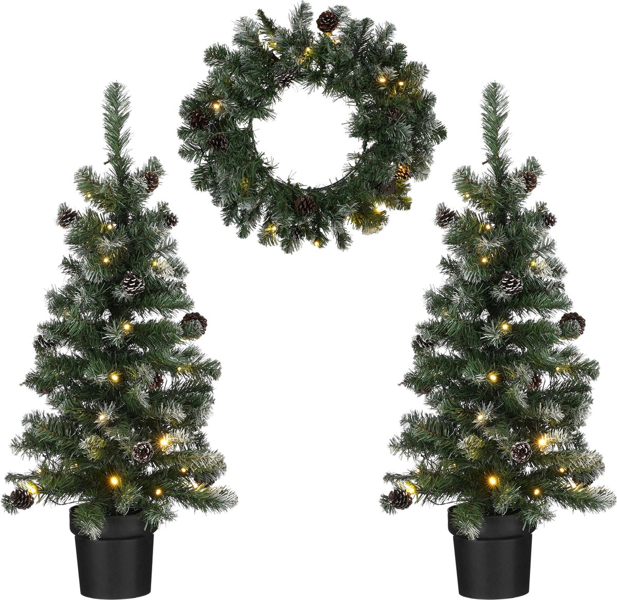 Black Box Trees Norton Set van 2 Kunstkerstbomen en 1 Kerstkrans met ...
