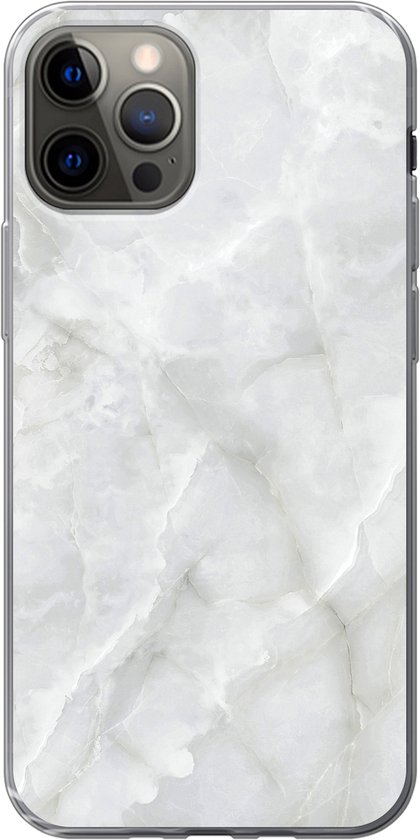 Telefoonhoesje Geschikt voor iPhone 13 Pro hoesje - Marmer print - Wit ...