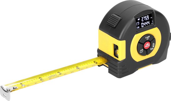 Liniaal-USB Navulbare 2in1 Laserafstandsmeter Meetlint Liniaal LCD ...