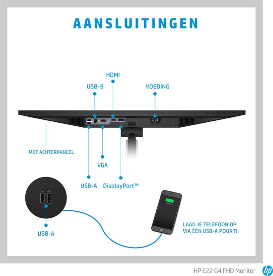 HP E22 G4 Monitor - Full HD IPS - 22 inch - In hoogte verstelbaar | bol