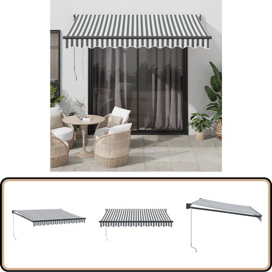 vidaXL Uittrekbare Luifel - 3x2,5m - Antraciet en Wit Uittrekbare ...