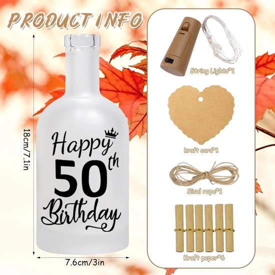 Flessenlicht met LED-verlichting voor 50e verjaardag - lichtketting met ...