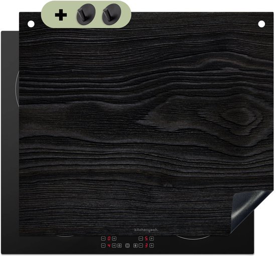 KitchenYeah® Protection plaque induction 59x52 cm - Noir - aspect bois ...