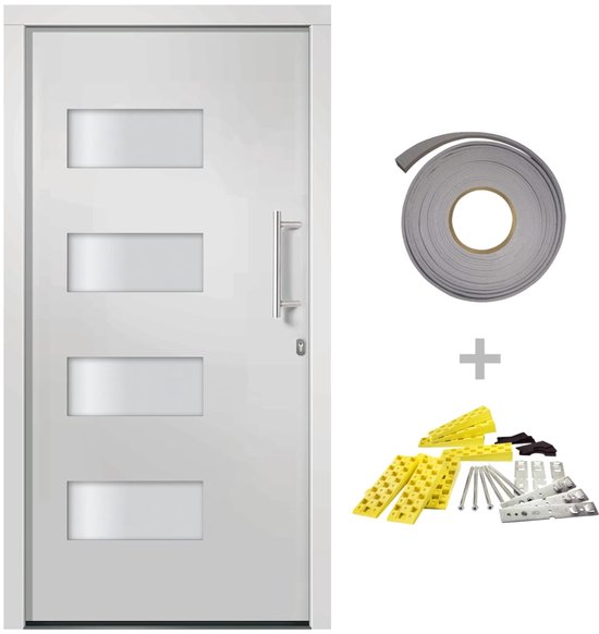 vidaXL Voordeur - 100x210 cm - Aluminium en PVC - Wit Voordeur ...