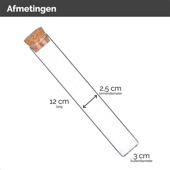 Dayshake Reageerbuisjes met kurk - 40 stuks - 12 cm x 3 cm - Flesjes ...