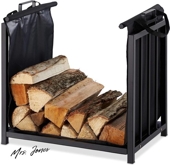 Mrs. Jones Brandhout opbergmand van staal met houdertas - Modern design ...