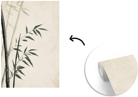 Behang - Fotobehang Japandi - Bamboe - Beige - Breedte 180 cm x hoogte ...