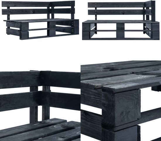 vidaXL Tuinhoekbank pallet hout zwart - Pallet Bank - Pallet Banken ...