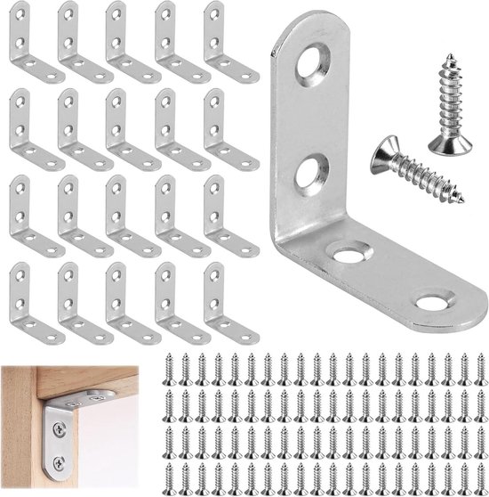 Metal Corners 90 Degree Stainless Steel Angle 50 x 50 mm Pack of 20 ...