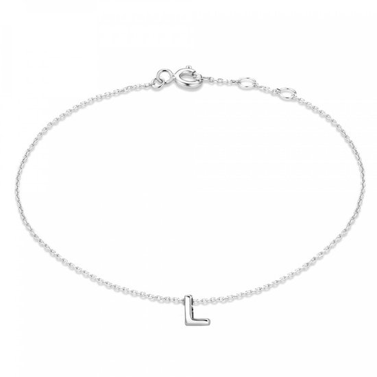 Silver bracelet letter L rho plated 16,5+1+1cm | bol