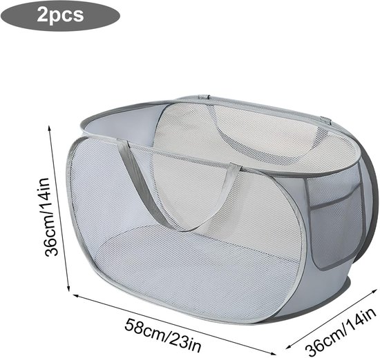 Set van 2 pop-up wasverzamelaar, 75 liter, inklapbare wasmand ...