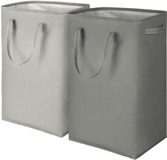 2-pack 80L grote wasmand, opvouwbare wasmand kledingmand opbergtas met lange... | bol