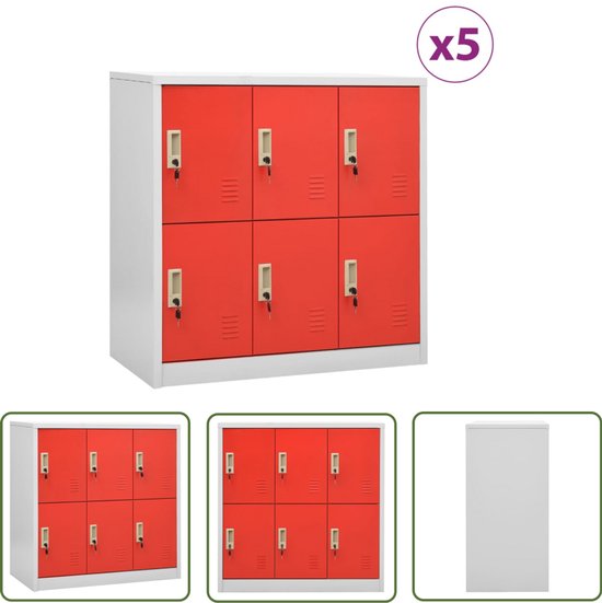 vidaXL Lockerkasten - 5 stuks - 90x45x92,5 cm - Staal Locker Kast ...