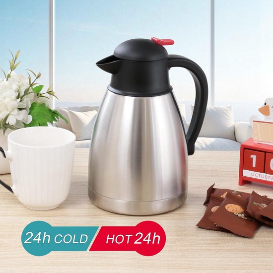 1 Litre Stainless Steel Double Wall Vacuum Insulated Jug Coffee Pot ...