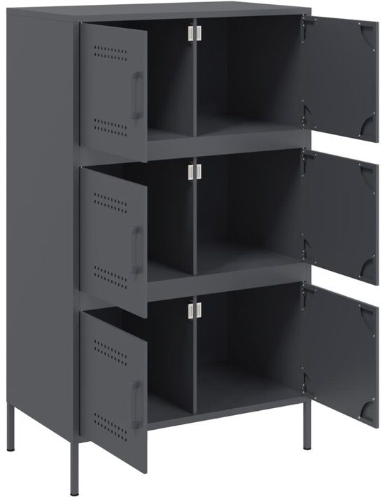 vidaXL Hoge kast staal - 68x39x113 cm - Antraciet Industriele Kast ...